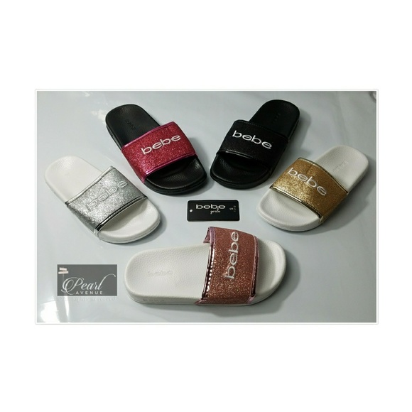 bebe | Shoes | Girls Glitter Texture Bebe Slides | Poshmark